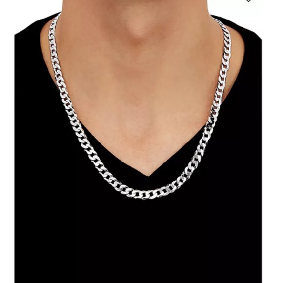 Macy's | Accessories | Mens Curb Chain Necklace In Sterling Silver 22 ...